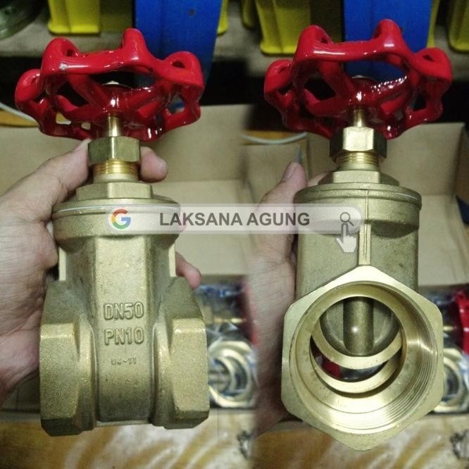 Jual Gate Valve Brass Pn10 2" Riser | Gate Valve Kuningan Pn16 2 Inch ...