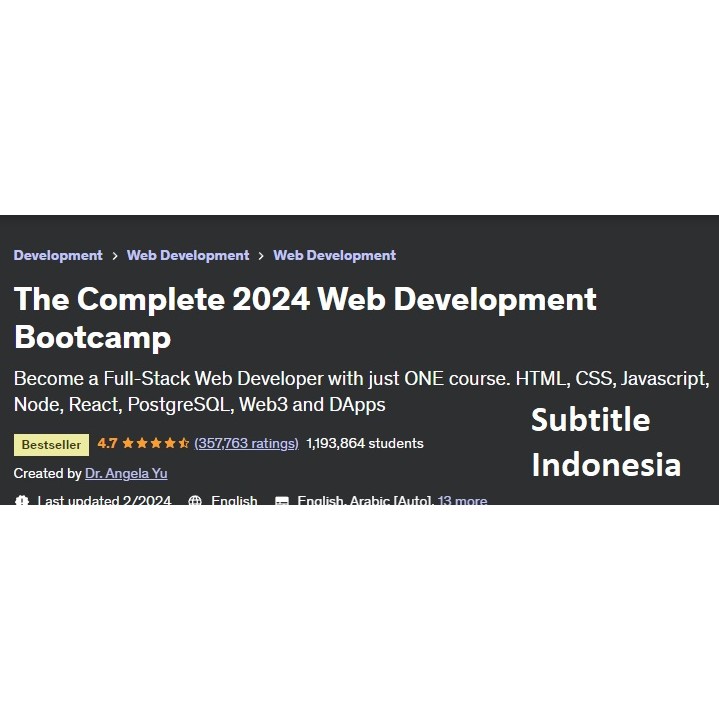 Jual Course Complete 2024 Web Development Bootcamp | Shopee Indonesia