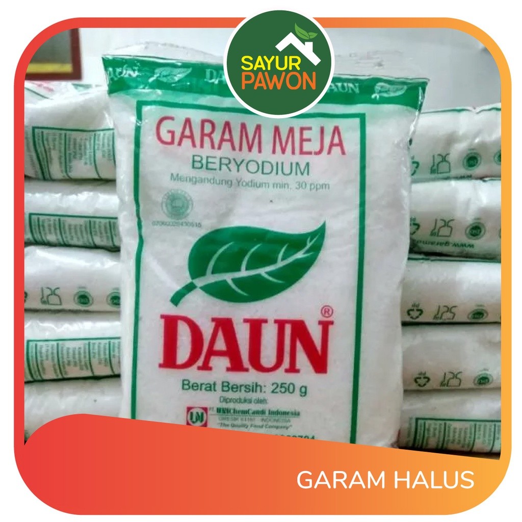 Jual Garam Halus merk DAUN kemasan 250 gram | Shopee Indonesia