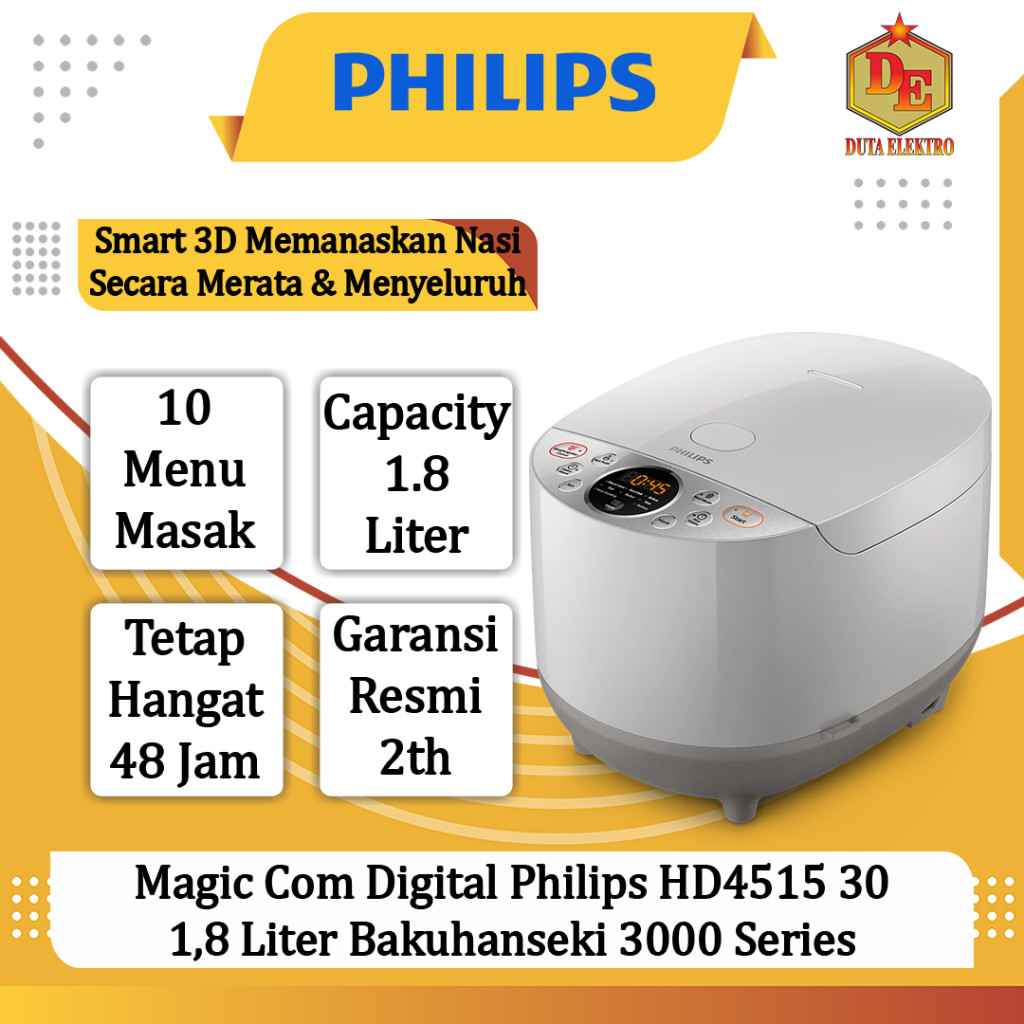 Jual Magic Com Digital Philips HD4515 30 1,8 Liter Bakuhanseki 3000 ...
