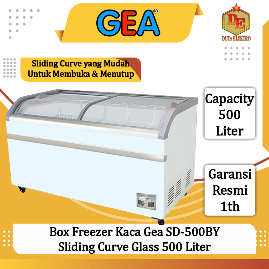 Jual Box Freezer Gea SD 500 By Chest Freezer Kaca Sliding Curve Glass ...