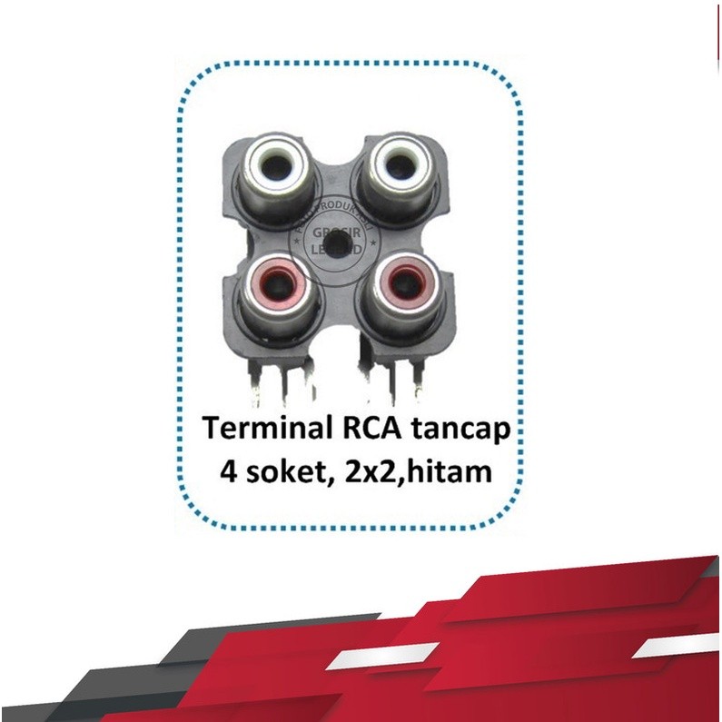 Jual Socket cover terminal RCA 4 pin 2x2 susun tancap hitam | Shopee ...