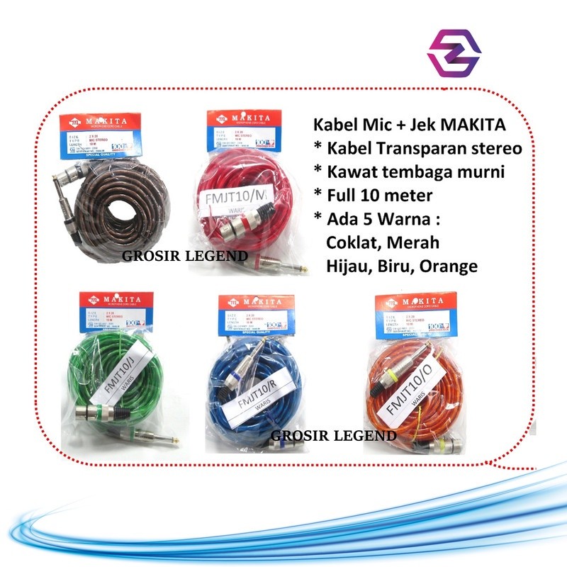 Jual Kabel mic Makita transparan plus jack 10 M warna biru | Shopee ...