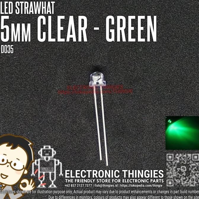 Jual Update (20) LED STRAWHAT 5MM 5 MM CLEAR GREEN HIJAU LAMPU ...