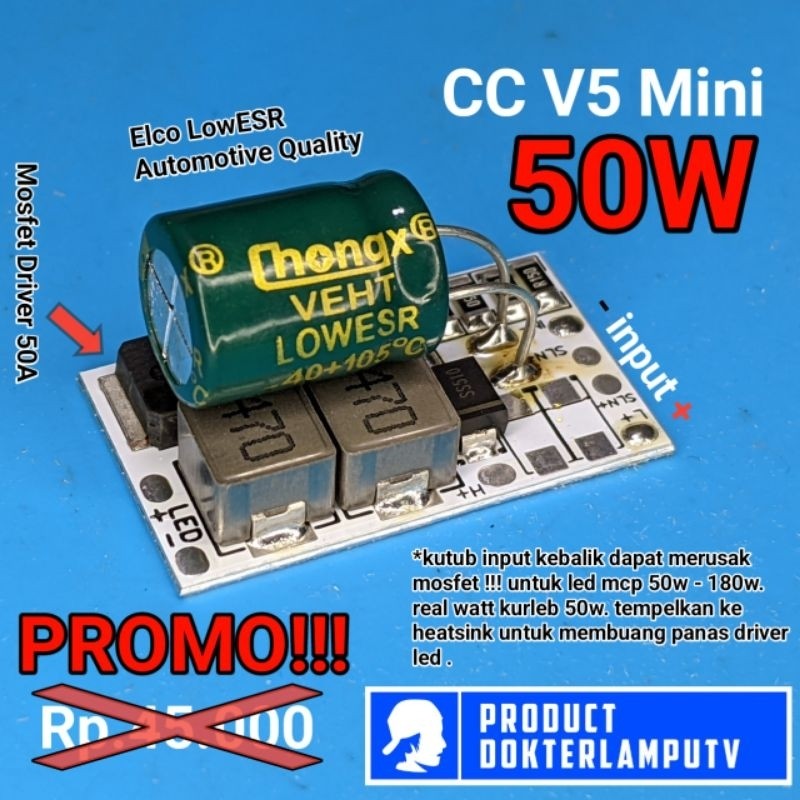 Jual Driver LED CC DL-V5 9V, 12-24VDC Input 50 Watt - Output 6A untuk ...