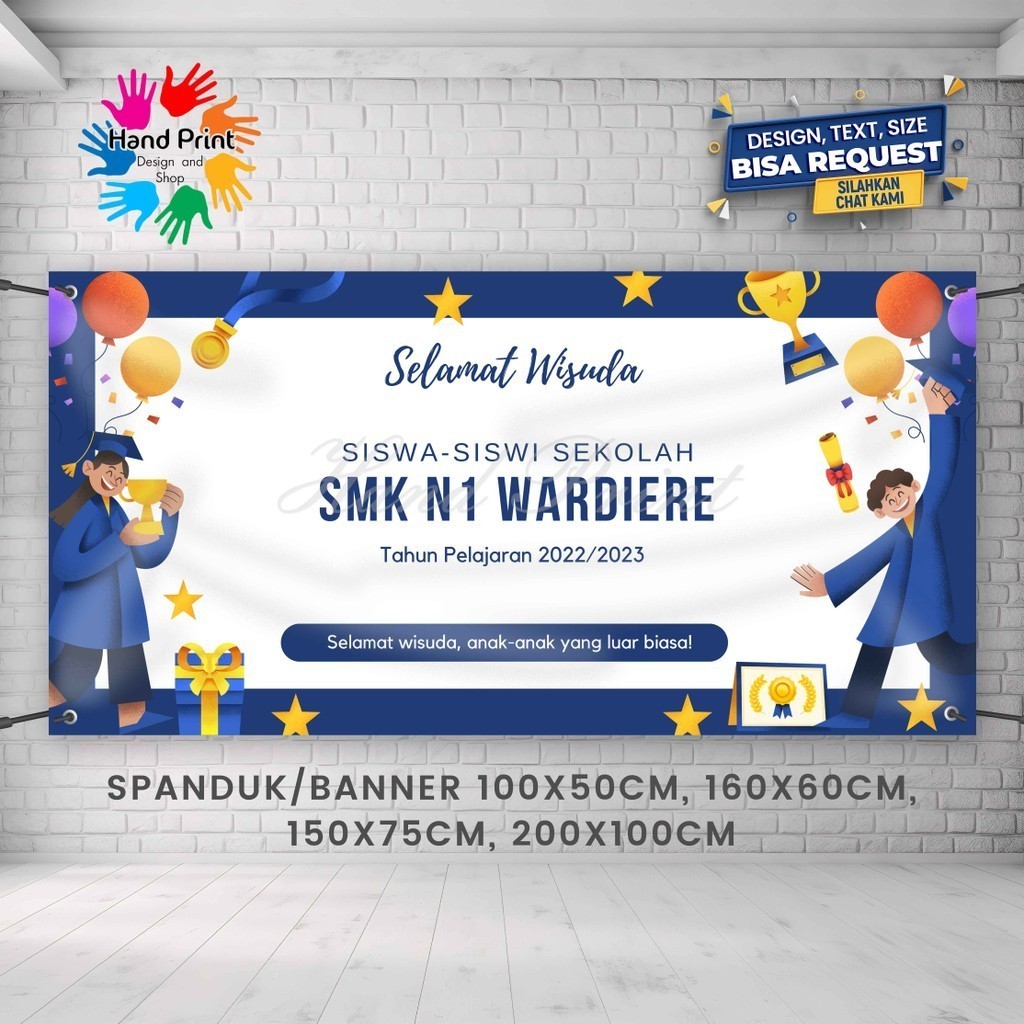Jual Cetak Spanduk Banner Selamat Wisuda Kelulusan Perayaan Putih Biru MMT Spanduk Custom ...