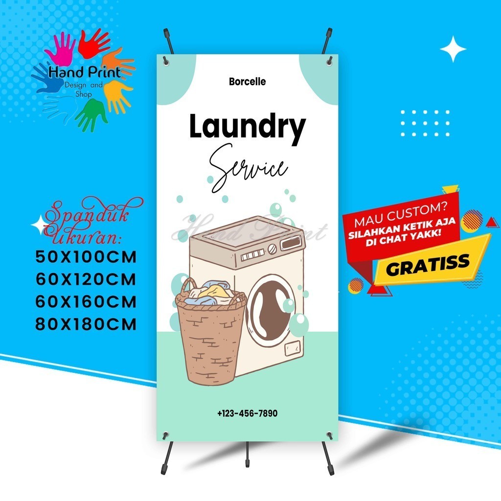 Jual Cetak Spanduk Banner Laundry Service Hijau Putih MMT Spanduk ...