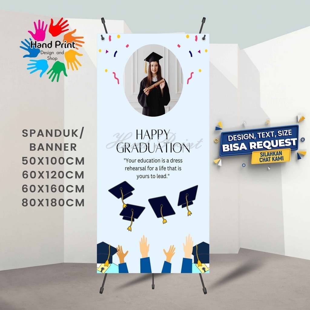 Jual Cetak Spanduk Banner Selamat Wisuda Kelulusan Perayaan Biru Muda ...