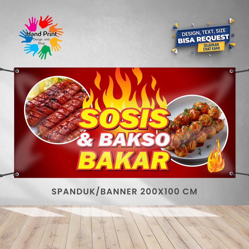 Jual Spanduk Banner Sosis Bakar Dan Bakso Bakar Makanan Pedas ...