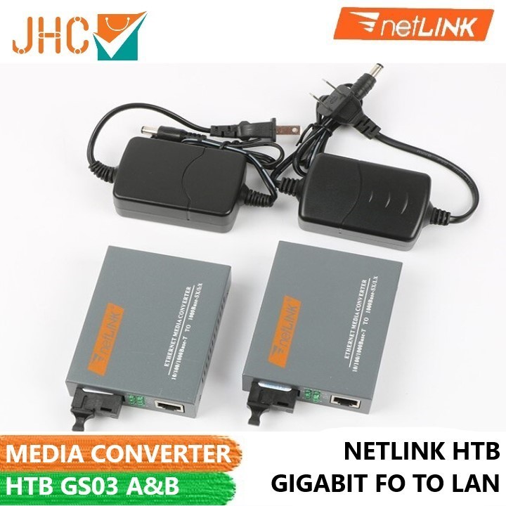 Jual Media Converter HTB-GS03AB FO NETLINK HTBGS03 FO to LAN Gigabit ...