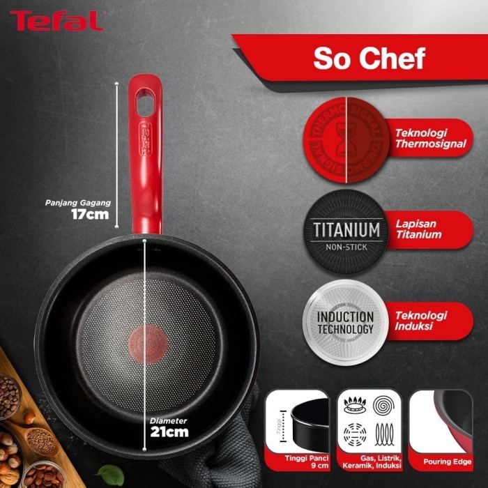 Jual NEW SERIES TEFAL WAJAN INDUKSI PENGGORENGAN ANTI LENGKET SO CHEF FRYPAN 21CM [FS] ORIGINAL ...