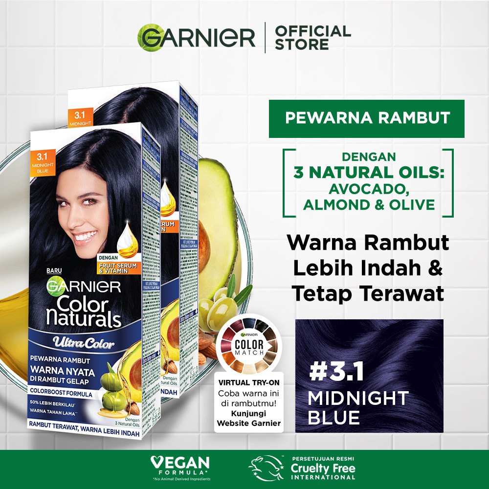 Jual Garnier Color Natural Ultra Color Midnight Blue - 2pcs | Shopee ...