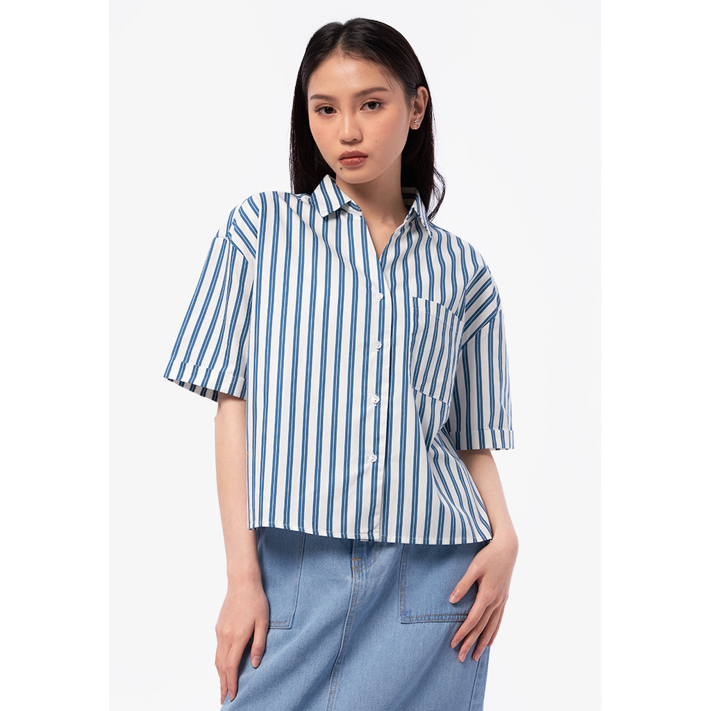 Jual COLORBOX Short Sleeve Drop Shoulder Shirt Multicolor | Shopee ...
