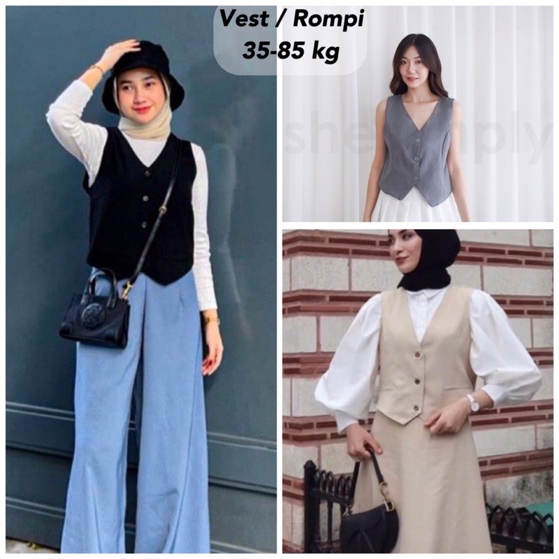 Jual VEST ROMPI V-Neck Tanktop Blouse Linen | Shopee Indonesia