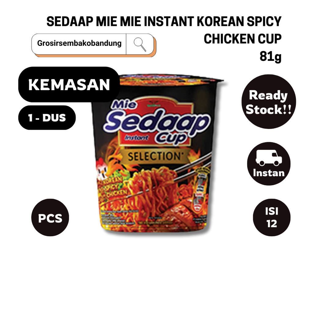 Jual SEDAAP MIE MIE INSTANT KOREAN SPICY CHICKEN CUP 81g - 1 Dus - Kota ...