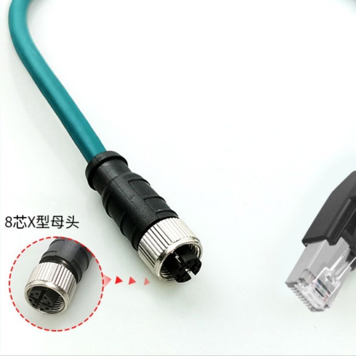 Jual TERMURAH M12 FEMALE X CODE 8 PIN TO RJ45 NETWORK CABLE INDUSTRIAL ...