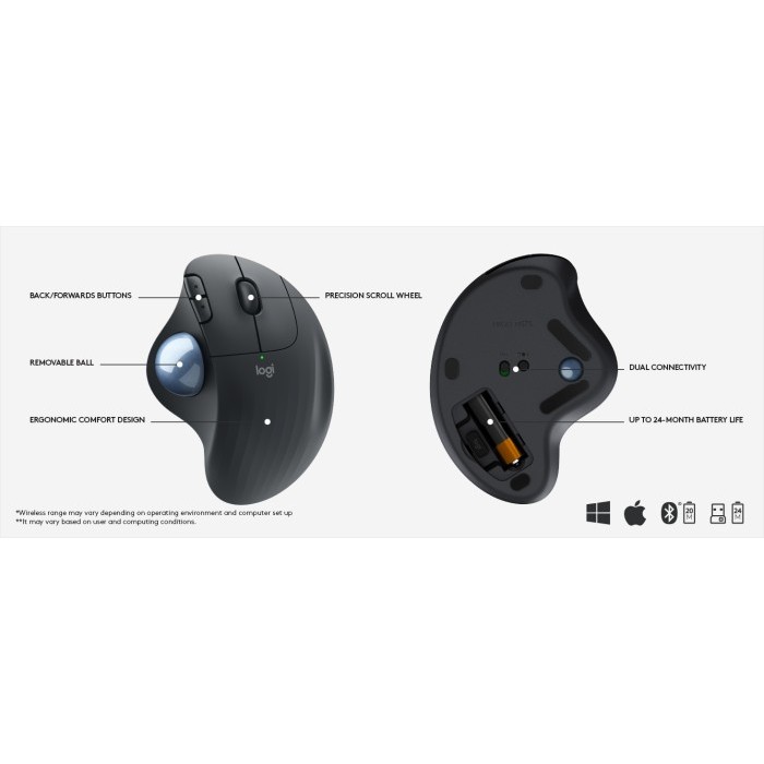 Jual Logitech Ergo M575 Wireless Dual Mode Bluetooth Trackball M570 ...