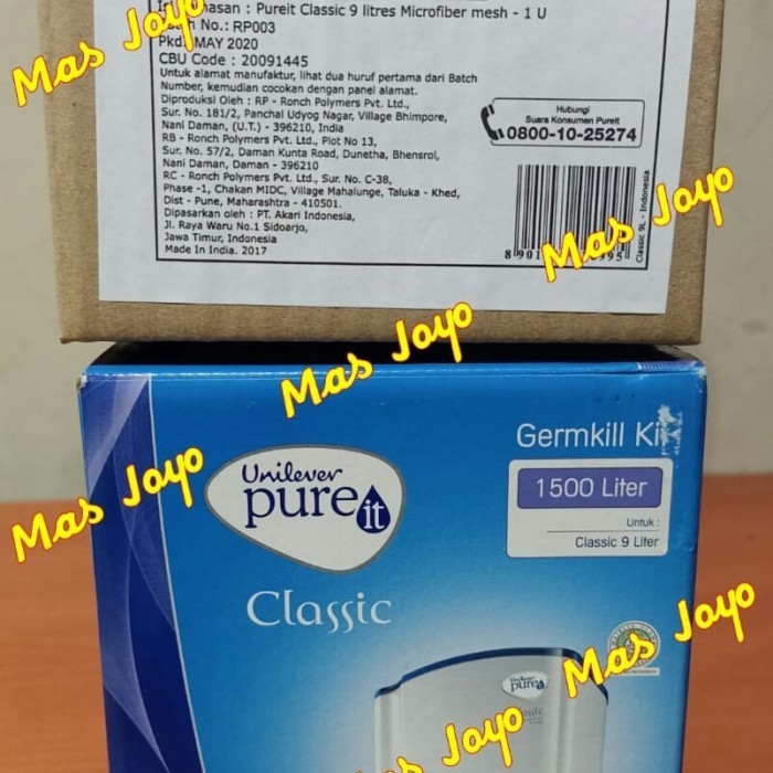 Jual Paket Germ Kill Kit 1500L Dan Mfm Untuk Pure It Classic 9L / 23L ...