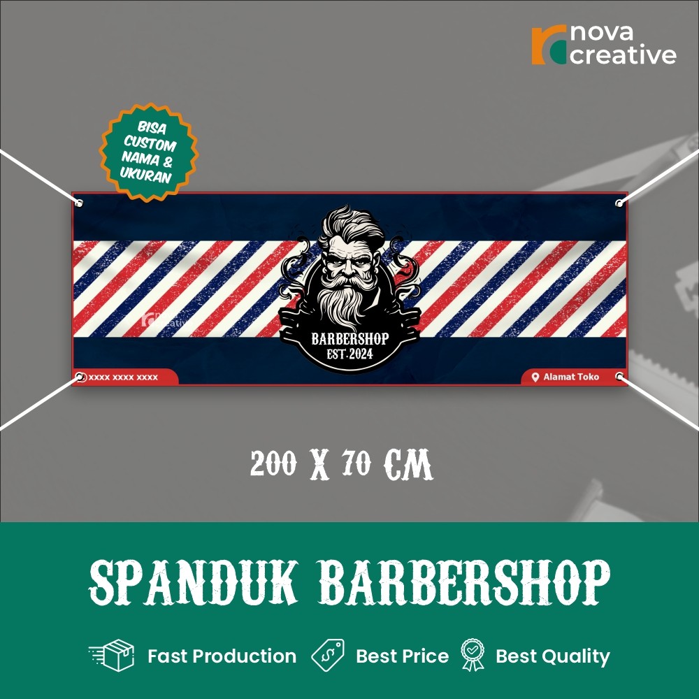 Jual Banner Barbershop / Cukur Rambut Spanduk Custom Gratis Desain ...