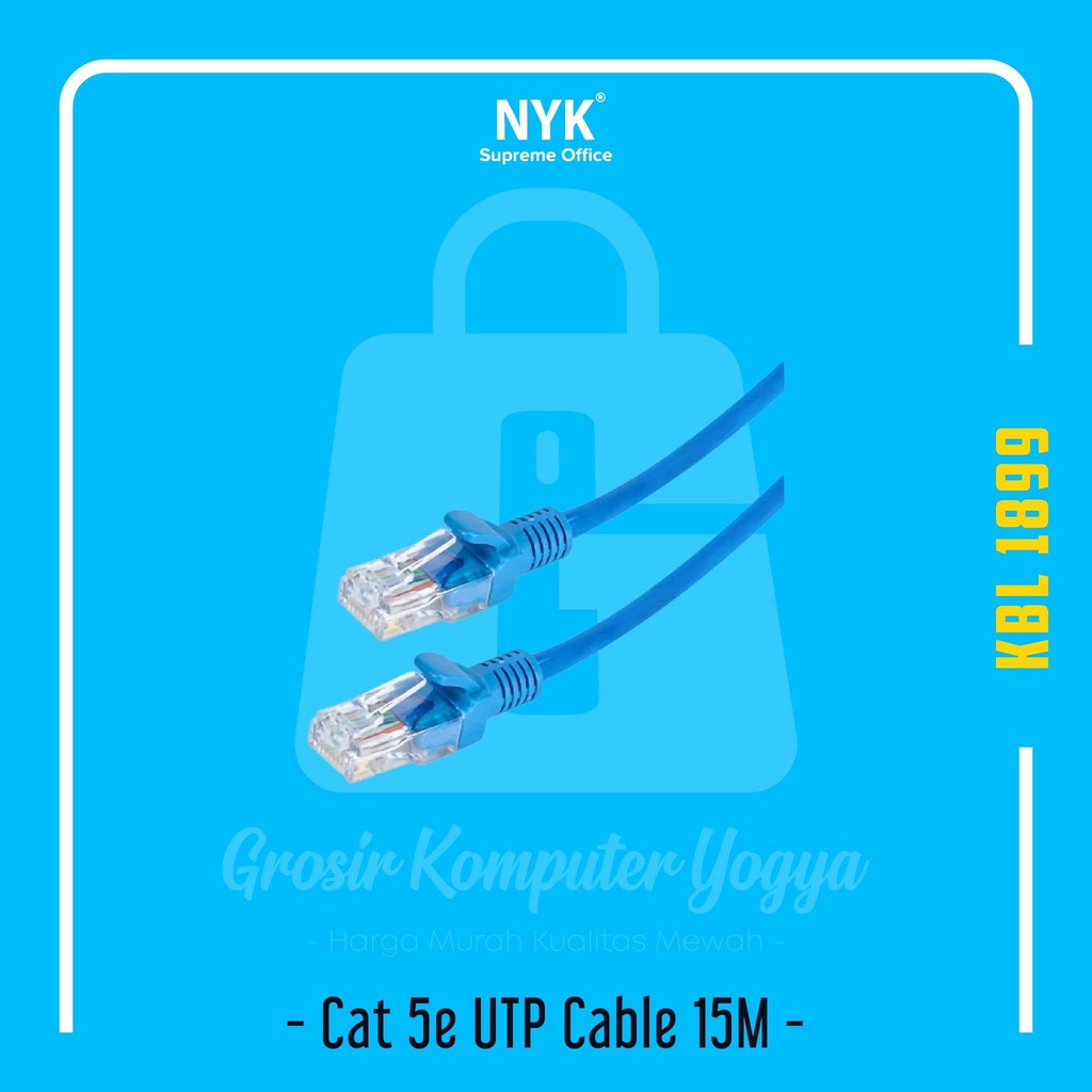 Jual NYK Cat5 Cat 5e UTP Straight-Through Ethernet Cable Kabel LAN - 15M | Shopee Indonesia