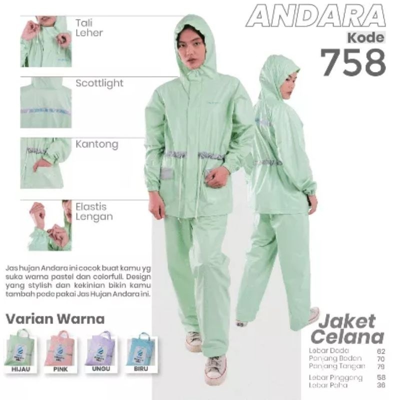 Jual PLEVIA Jas Hujan Jaket Celana Andara 758 | Shopee Indonesia