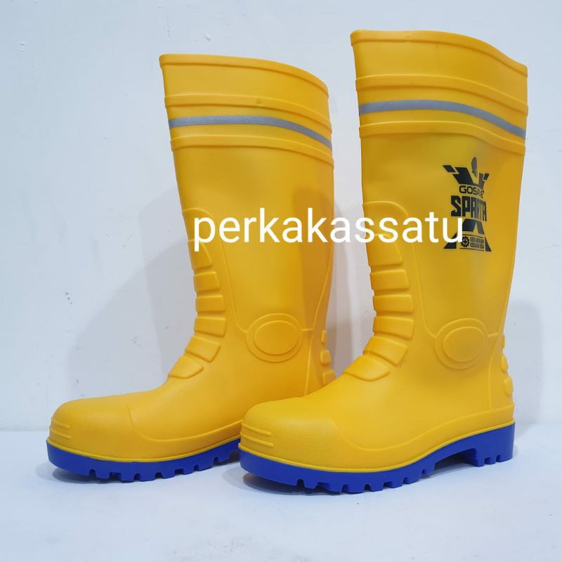 Jual SEPATU BOOT KUNING SAFETY STEEL TOE KEPALA BESI PVC GOSAVE SPARTA ...