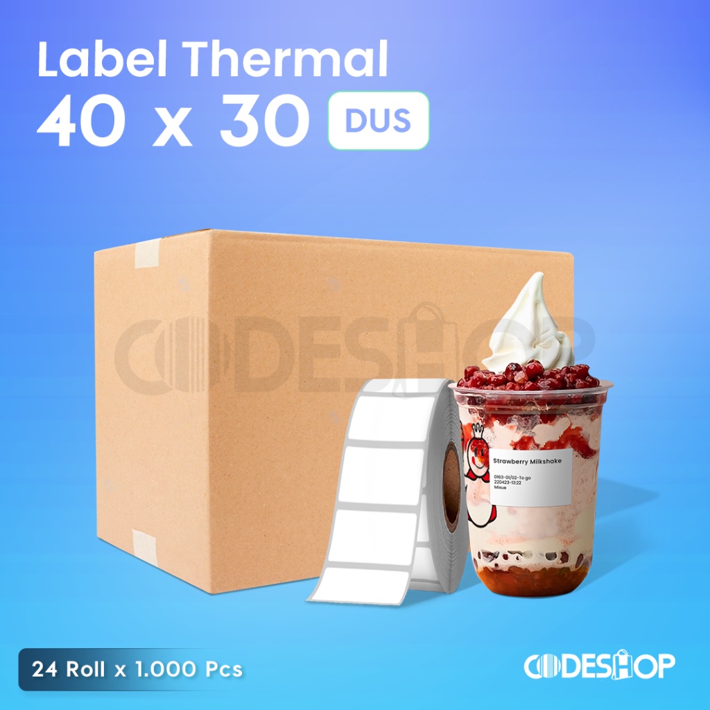 Jual 1 DUS Sticker Label Ukuran 40X30 mm Thermal 40 X 30 Isi 1000 Pcs ...