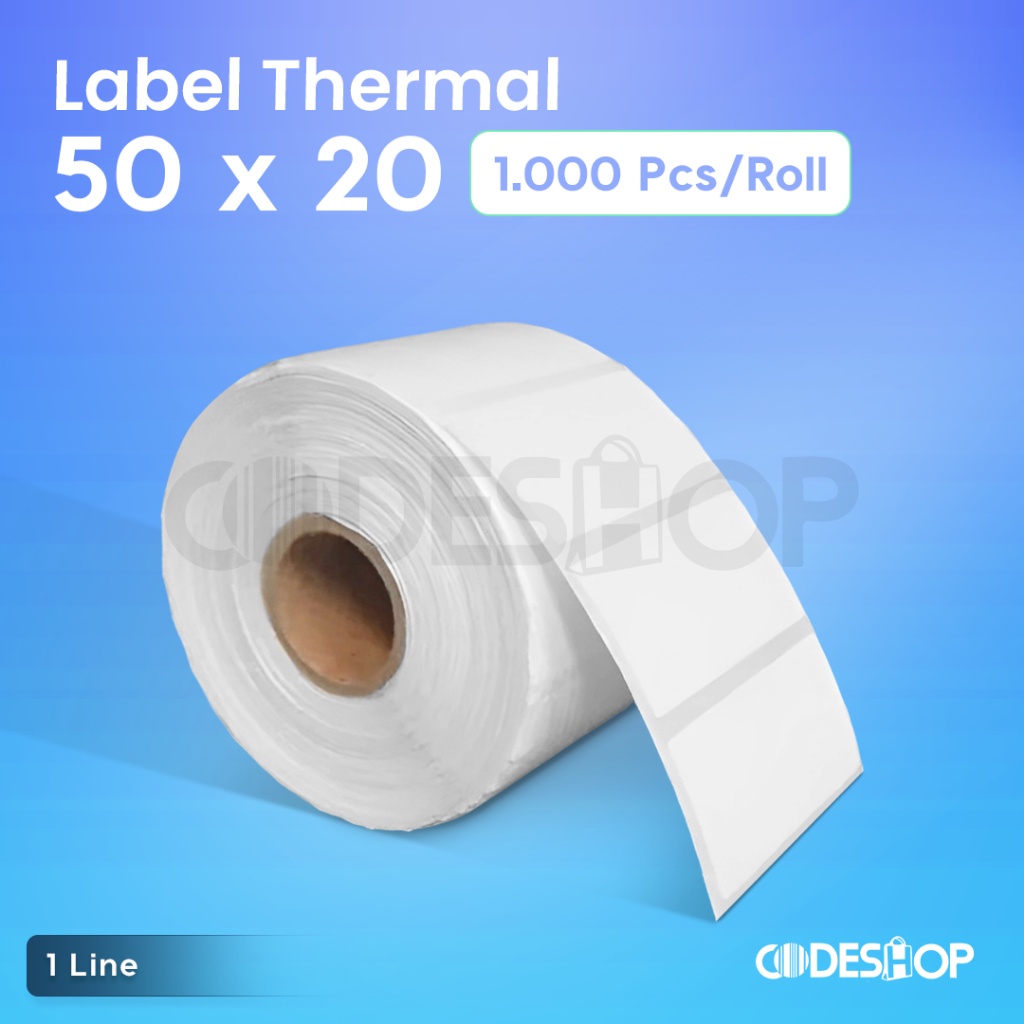 Jual Stiker Label Thermal 50x20 mm 1 Line isi 1000 Pcs Core 1 Inch Gap ...