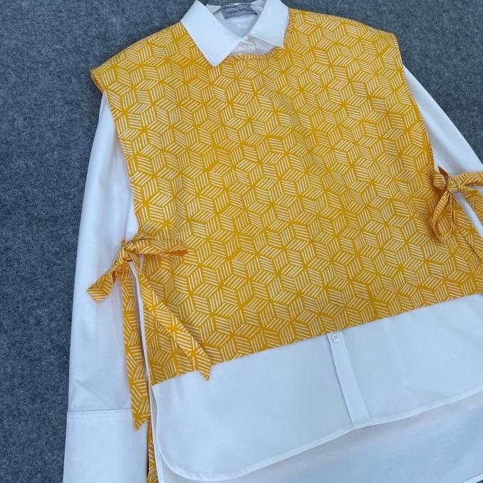 Jual Kemeja Dan Vest Batik Cantik A2101 Kuning | Shopee Indonesia
