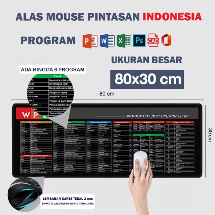 Jual Mouse Pad Bahasa Indonesia MS Office Word Excel PPT Ps Gaming ...