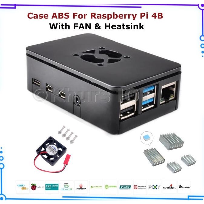 Jual ABS Raspberry Pi 4 Case Pi4 Black Casing Model B With Fan Dan Heatsink | Shopee Indonesia