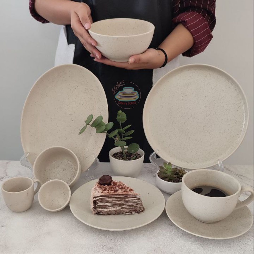Jual Set Cream Granite Diningware / Set Peralatan Makan Keramik Motif ...