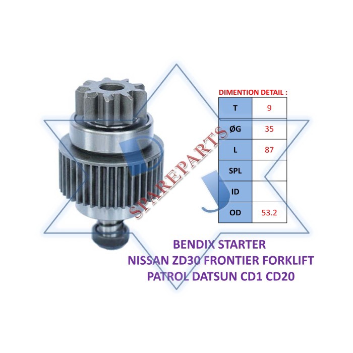 Jual Bendix Starter Nissan Zd30 Frontier Forklift Patrol Datsun Cd1 ...