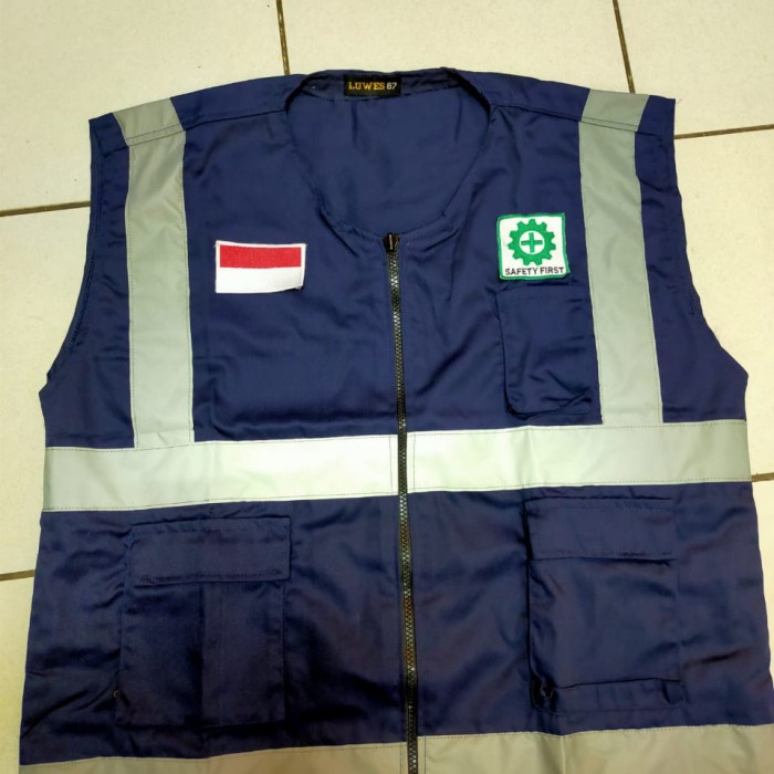 Jual Bestseller Rompi Safety Merah/Rompi Kerja Proyek + Logo K3 Dan ...