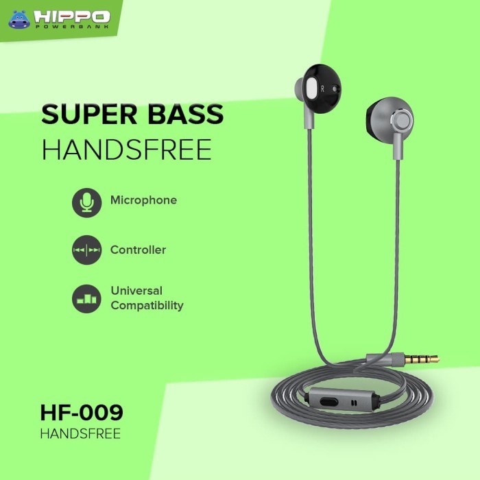 Jual Hippo Earphone HF-009 Super Bass Jack 3.5 mm Wired Handsfree ...