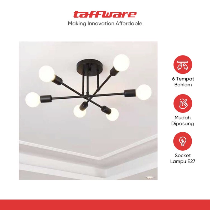 Jual Fitting Lampu TaffLED Plafon LED Minimalis Cabang 6 E27 260V - X099 Murah | Shopee Indonesia