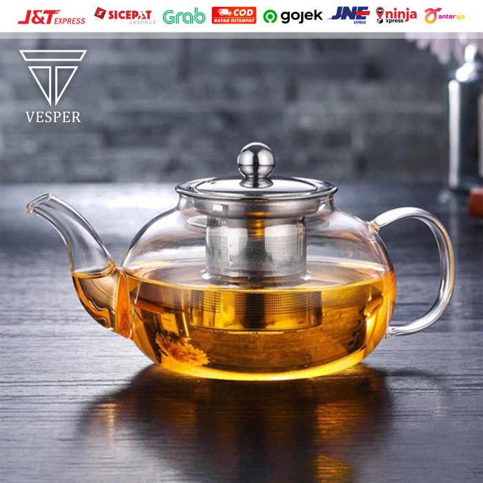 Jual Tea pot infuser 400ml / teko teh dengan saringan / teapot maker ...