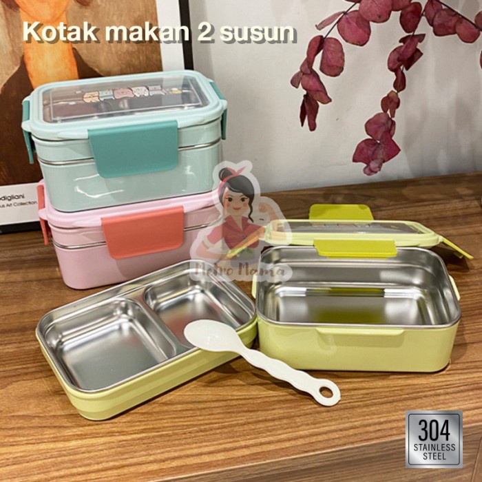 Jual Kotak Makan Anak Sekolah LUNCH BOX 2 Susun Tingkat STAINLESS STEEL ...