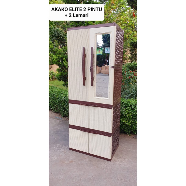 Jual AKAKO - Lemari ELITE 2 Pintu Gantung + Rak + Kaca + Kunci Motif ...