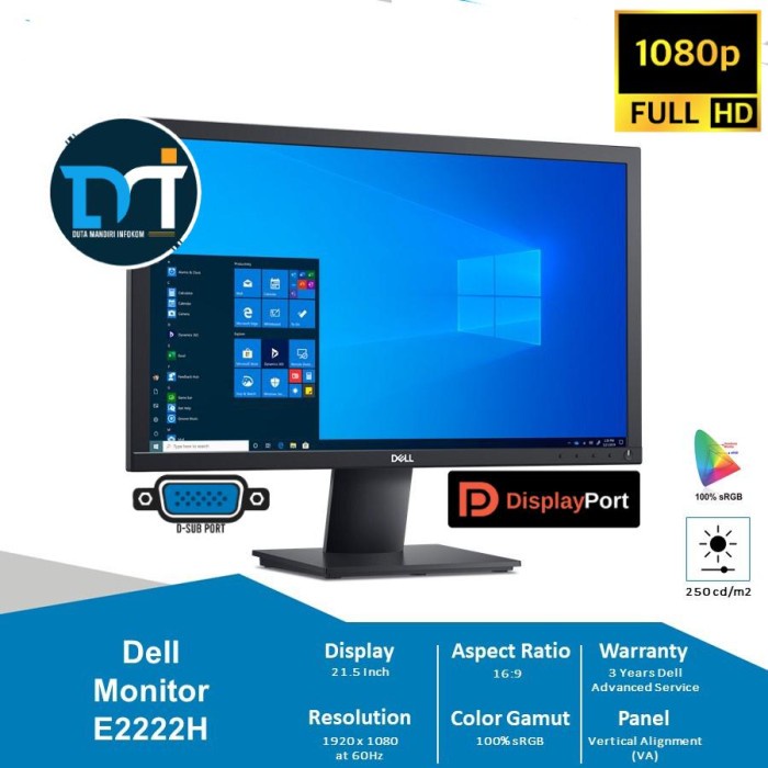 Jual Dell E2222H 21,5" Inch - FHD 60Hz VGA DP Monitor | Shopee Indonesia