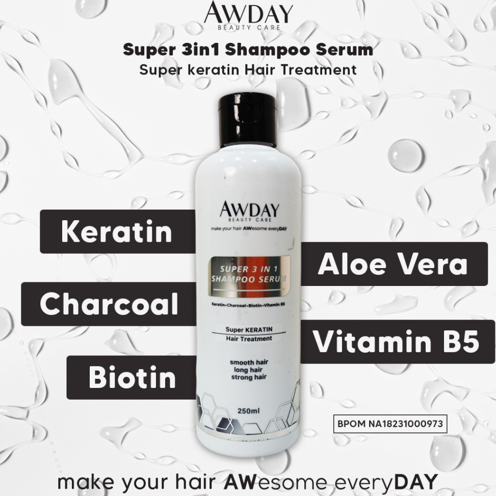 Jual DTCM5615 Awday SUPER 3in1 shampoo serum 250ml | Shopee Indonesia