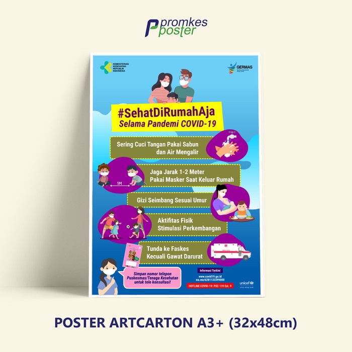 Jual Poster Kesehatan Protokol Kesehatan Sehat di Rumah Aja | Shopee ...