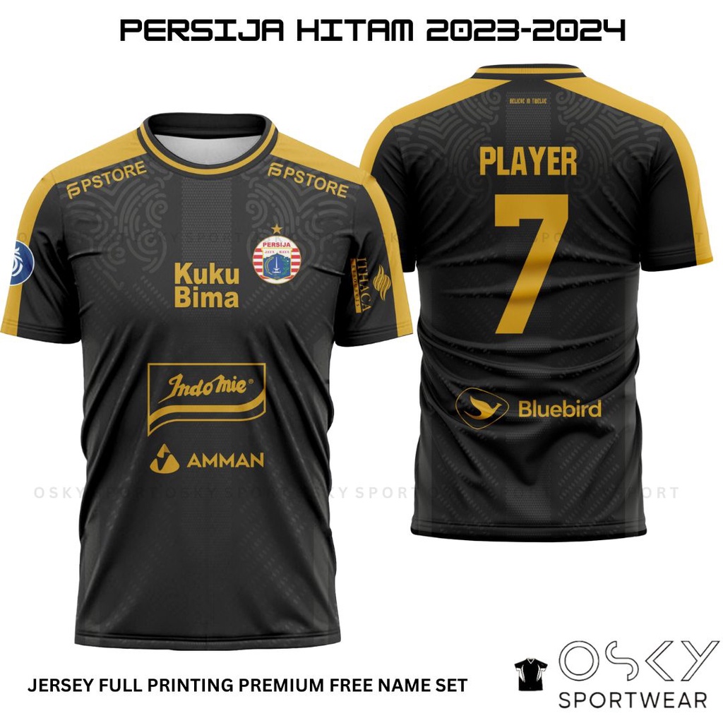 Jual JERSEY BOLA PERSIJA AWAY HITAM 2023 - 2024 FULL PRINTING PREMIUM ...