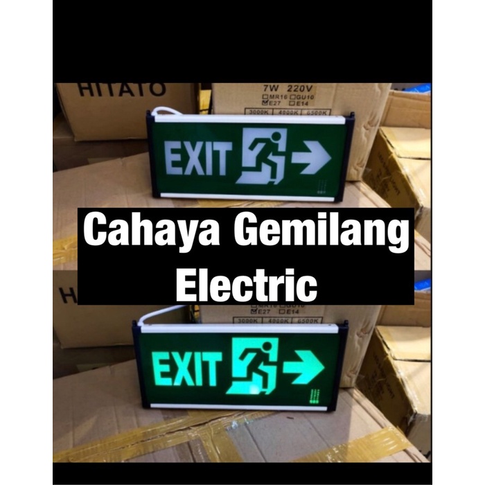 Jual Lampu emergency exit orang lari arah panah sign darurat hijau lamp ...