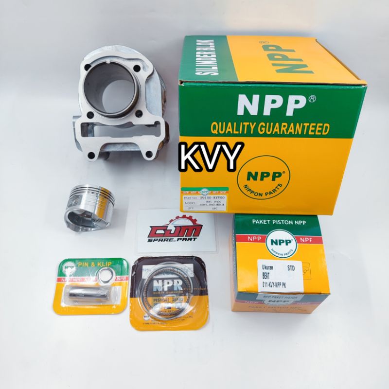 Jual Blok seher boring cylinder set plus piston kit beat Scoopy spacy karbu kvy original npp ...