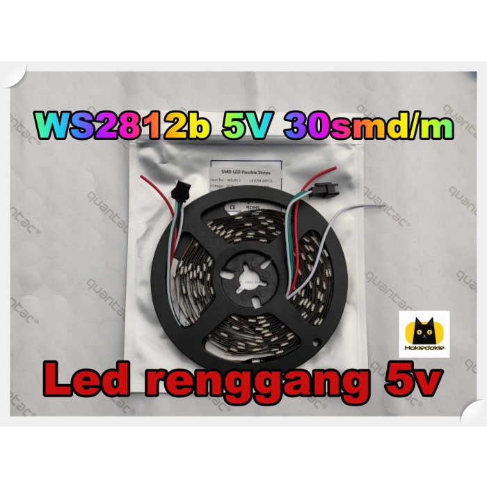 Jual Led Strip Rgb Ws2812B Ws2812 Ws2811 5V 5M 30Led/M Ip30 Renggang ...