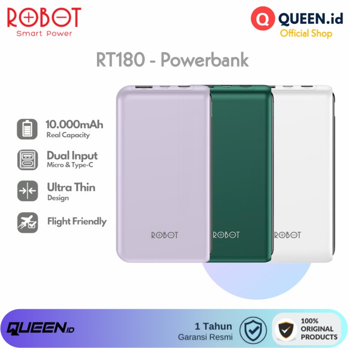 Jual Vivan Robot PowerBank RT180 10000mAh DUAL INPUT 10000 mAh Power ...