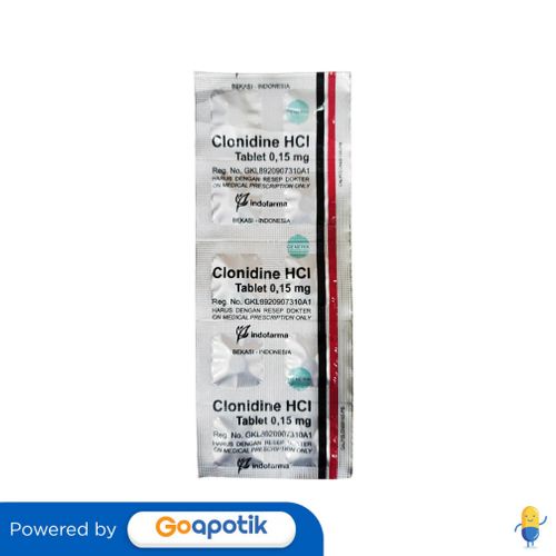 Jual CLONIDINE HCL INDOFARMA 0.15 MG STRIP 10 TABLET | Shopee Indonesia