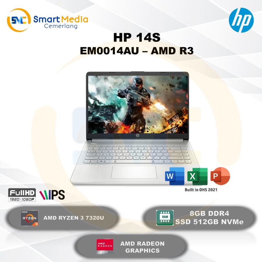 Jual HP 14S-EM0013AU / 14S-EM0014AU - RYZEN 3-7320U - 8GB - 512GB SSD ...