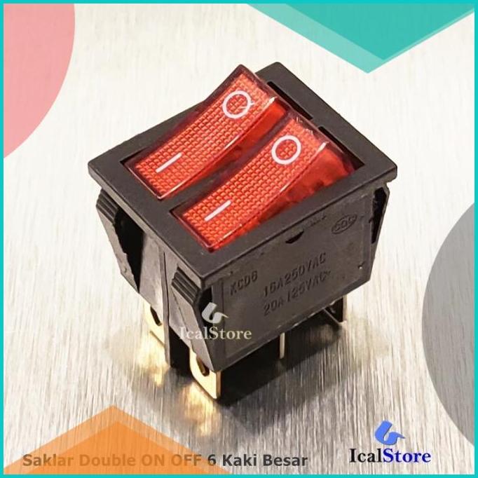Jual Saklar Double ON OFF 6 Kaki Pin Switch Rocker Kotak Besar Lampu ...